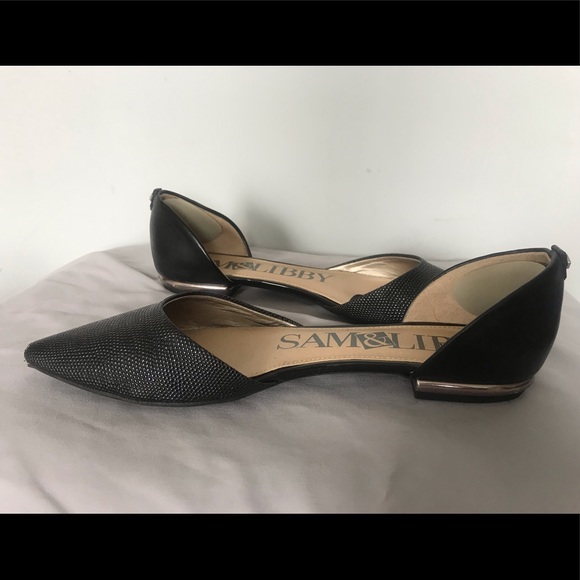 Sam & Libby | Shoes | Sam Libby Pointed Toe Flats Black Silver 85 ...
